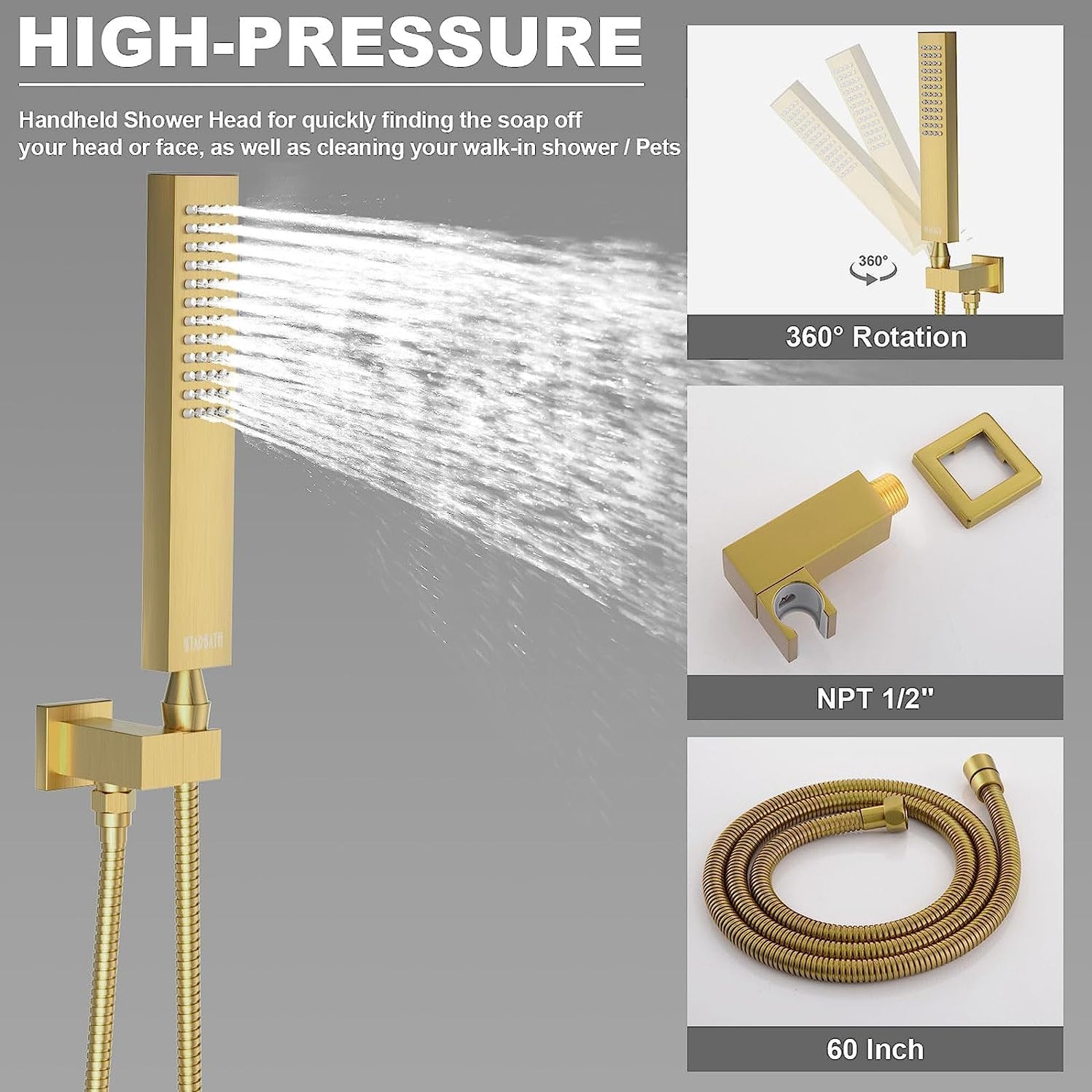 STARBATH Shower System Two Function Push Button Wall Mounted Brushed G