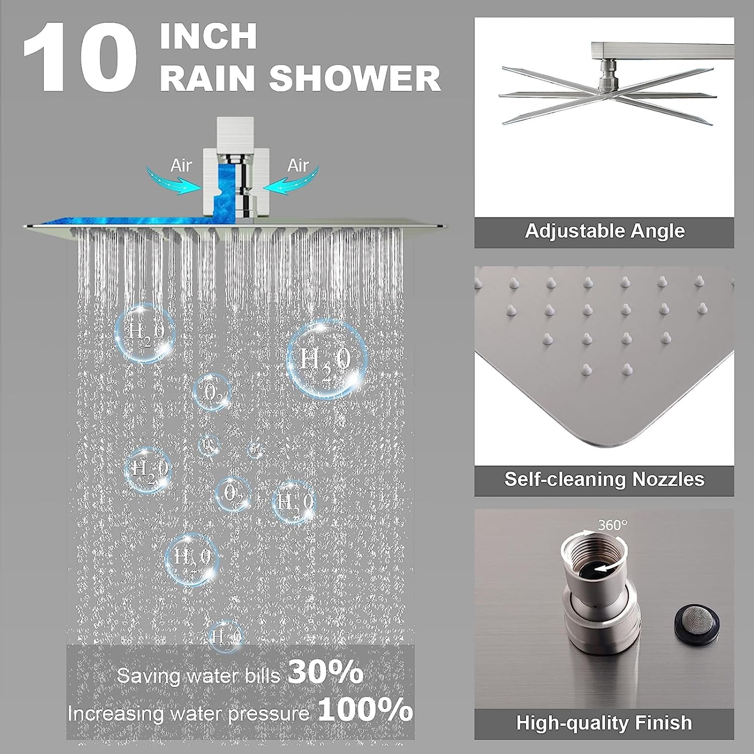 STARBATH Shower System Two Function Push Button Wall Mounted Brushed N