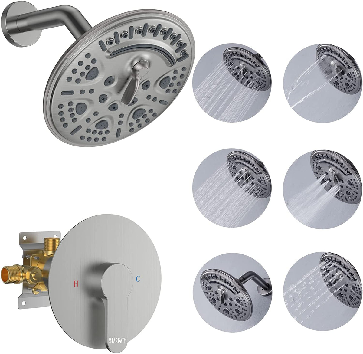STARBATH Round Shower System Shower Faucet Set 8 Inch Single Function